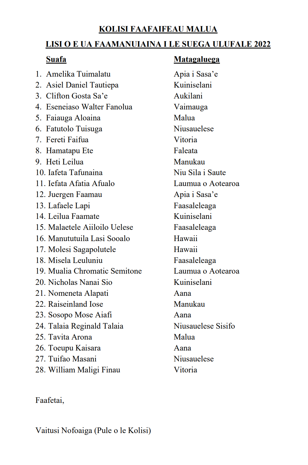 Front Page - Malua Theological College